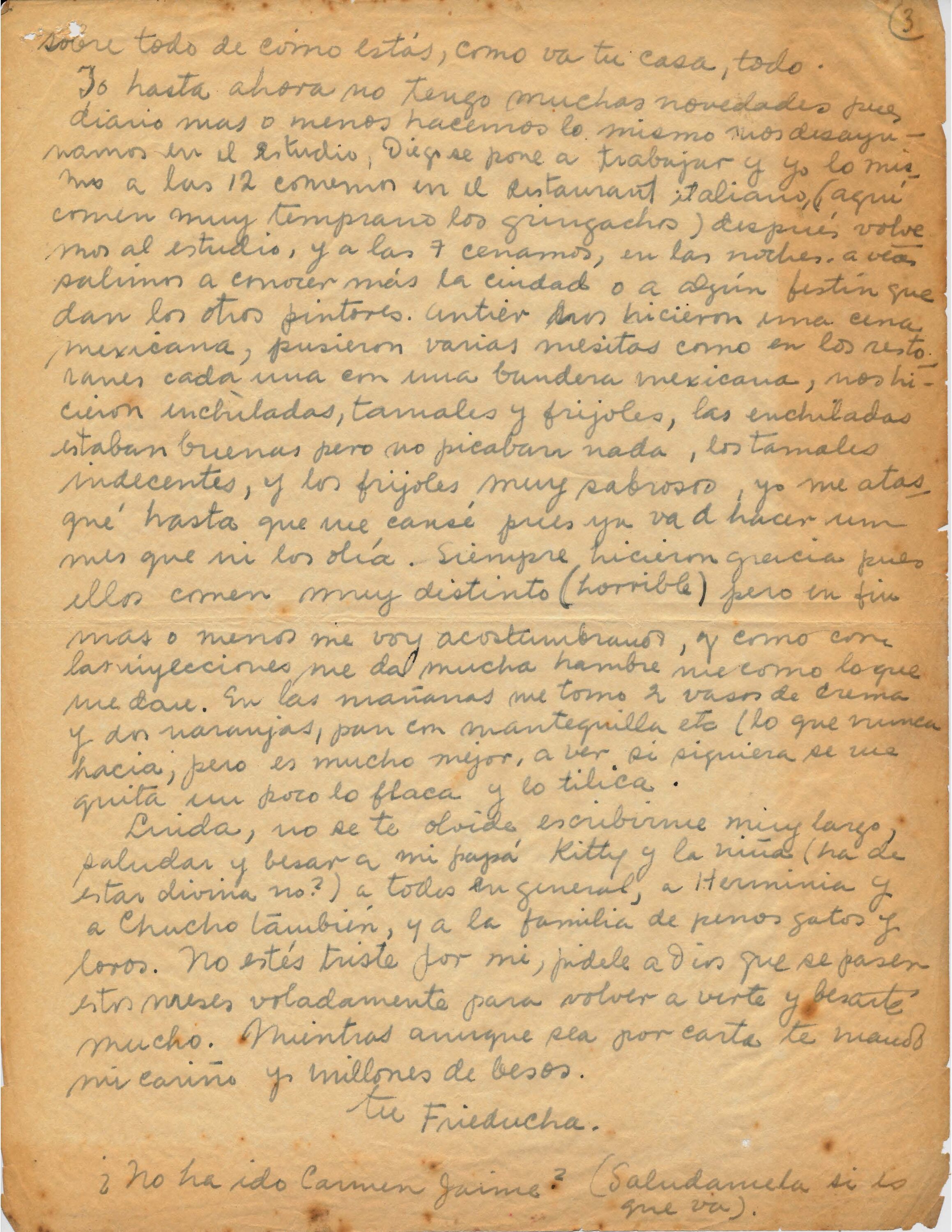 Letter from Frida Kahlo to Matilde Calderon de Kahlo, Dec 4, 1930 ...
