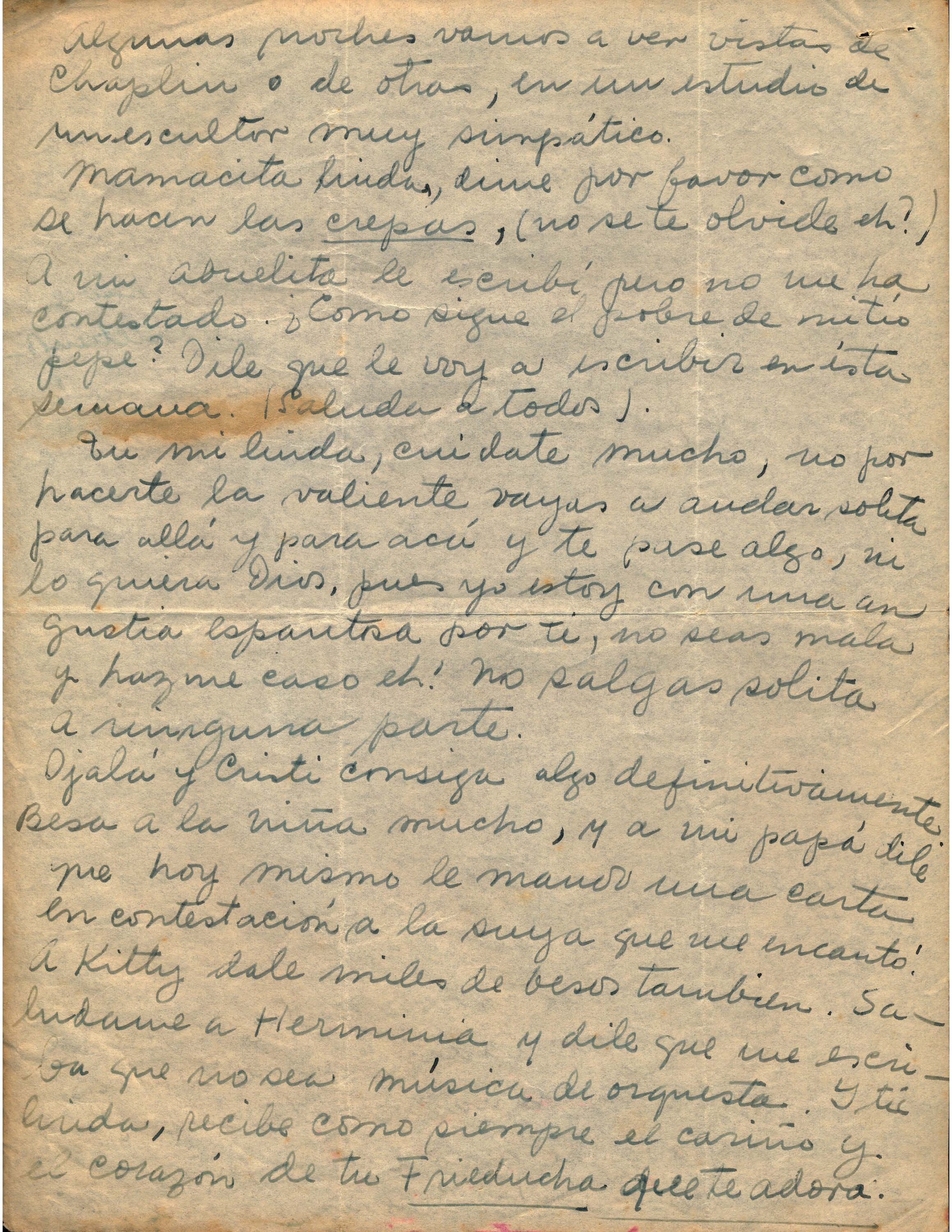 Letter from Frida Kahlo to Matilde Calderon de Kahlo, Jan 24, 1931 ...