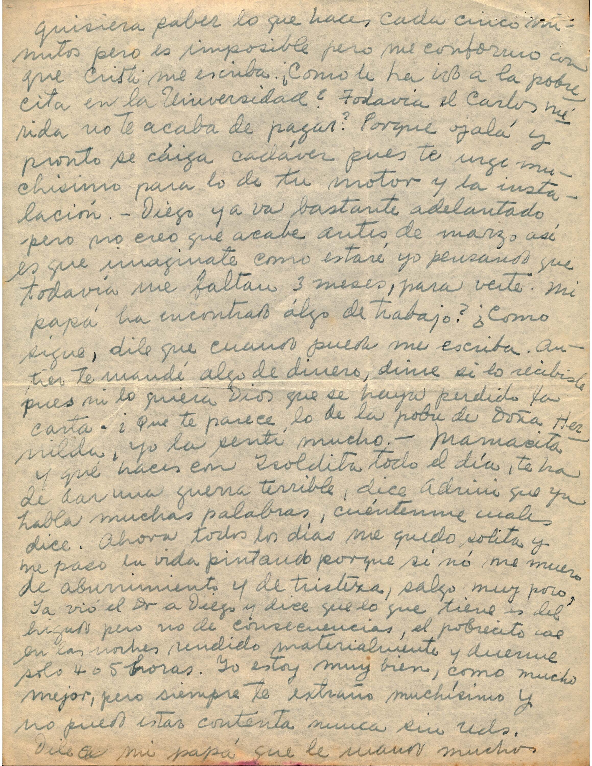 Letter from Frida Kahlo to Matilde Calderon de Kahlo, Jan 30, 1931 ...