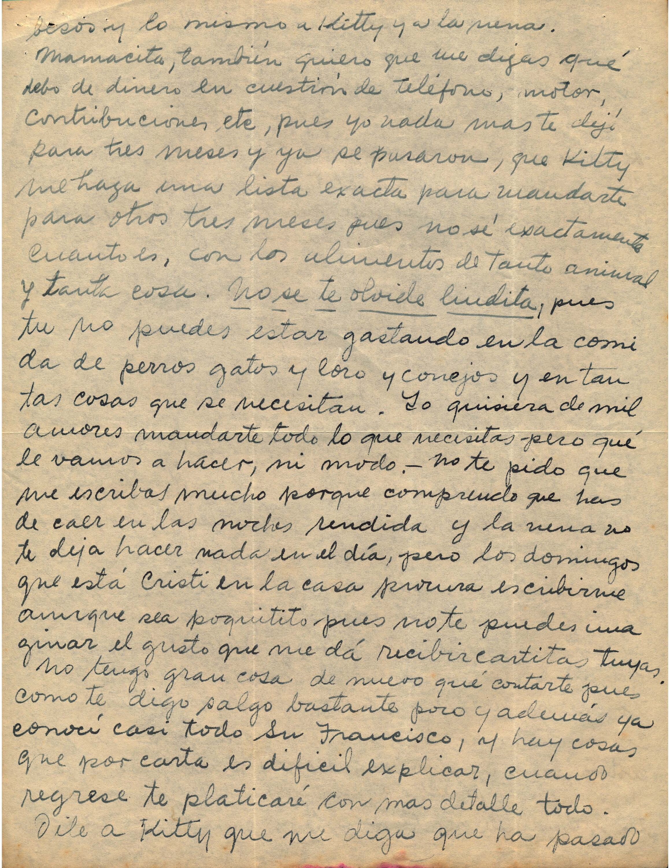 Letter from Frida Kahlo to Matilde Calderon de Kahlo, Jan 30, 1931 ...