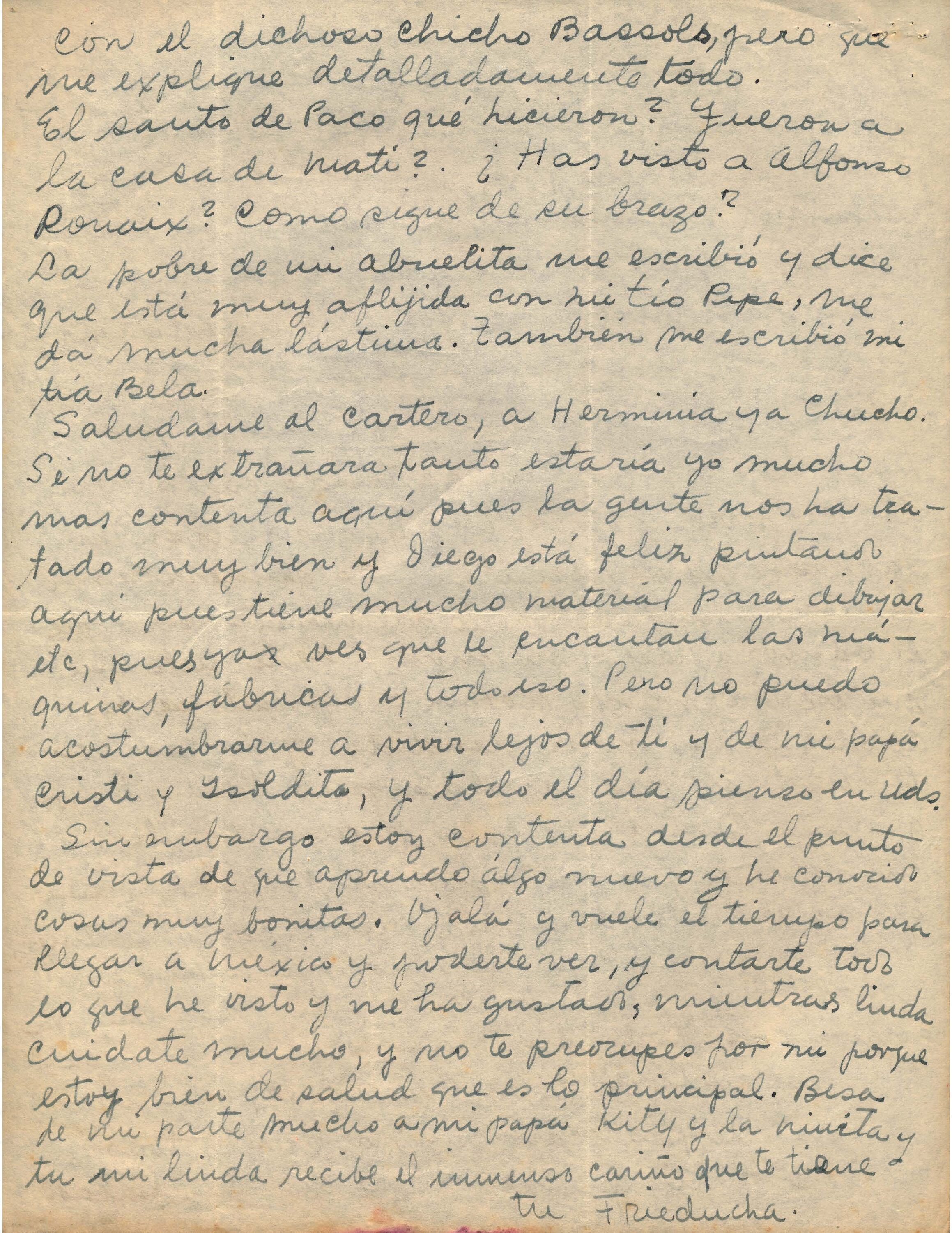 Letter from Frida Kahlo to Matilde Calderon de Kahlo, Jan 30, 1931 ...
