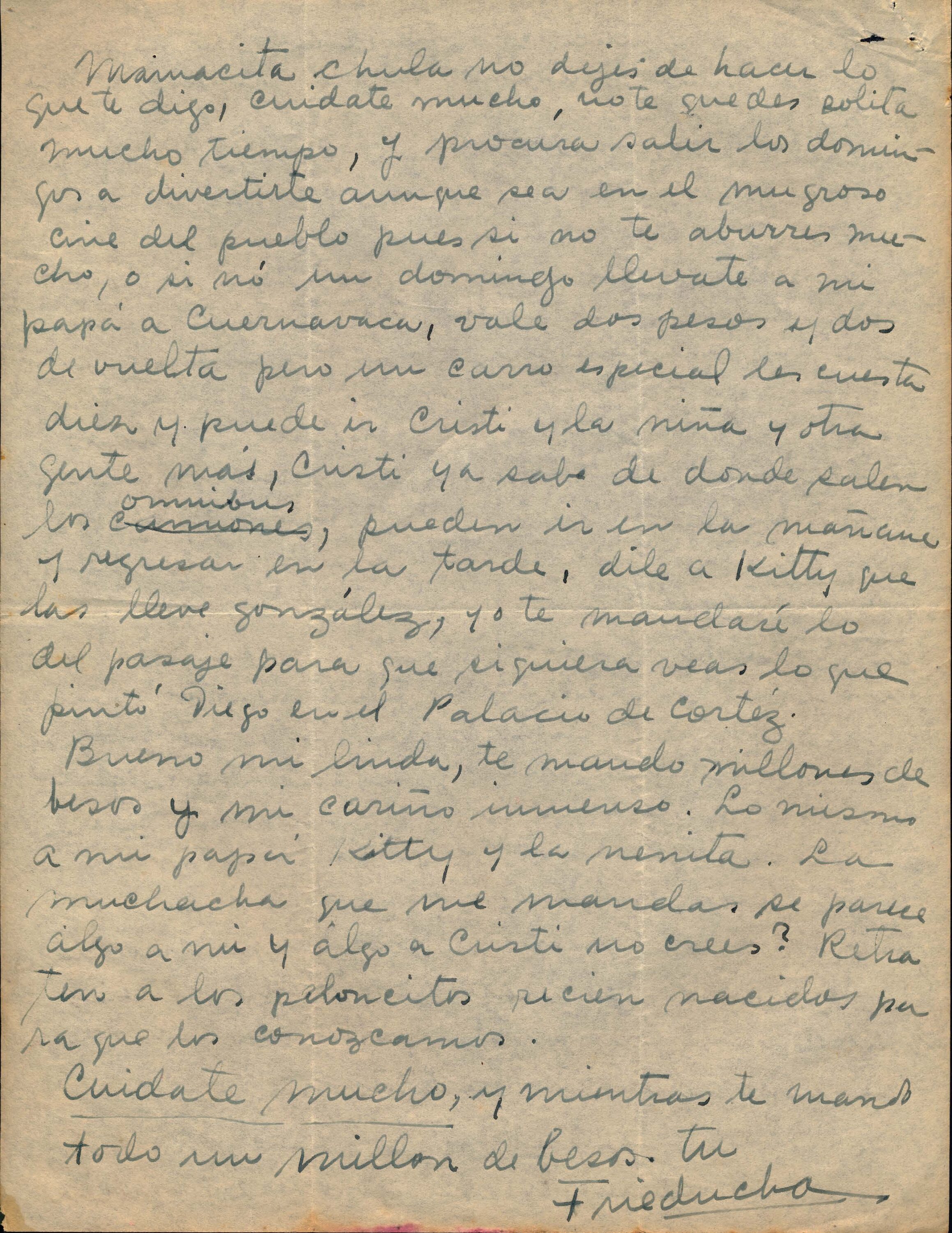 Letter from Frida Kahlo to Matilde Calderon de Kahlo, Feb 12, 1931 ...