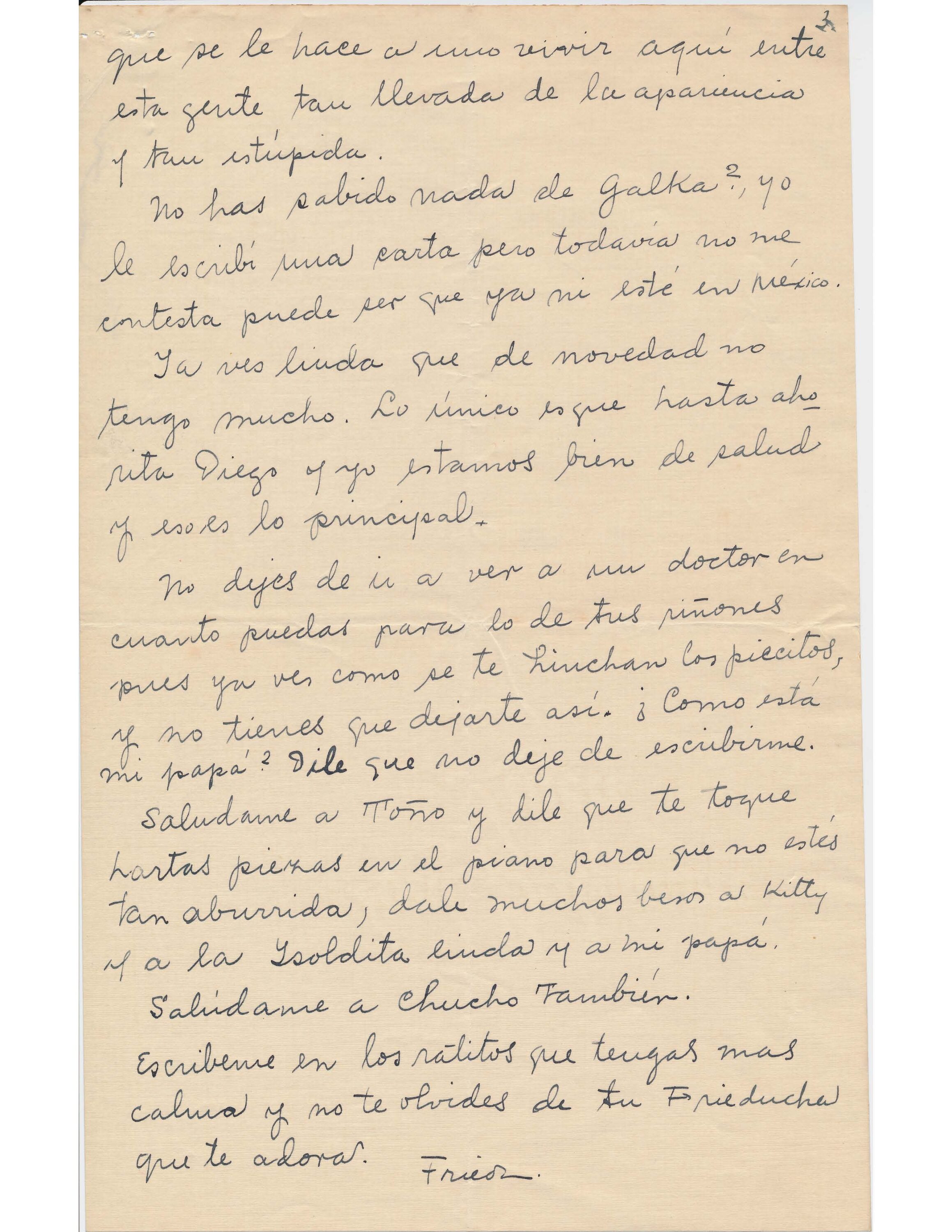 Letter from Frida Kahlo to Matilde Calderon de Kahlo, Nov 30, 1931 ...