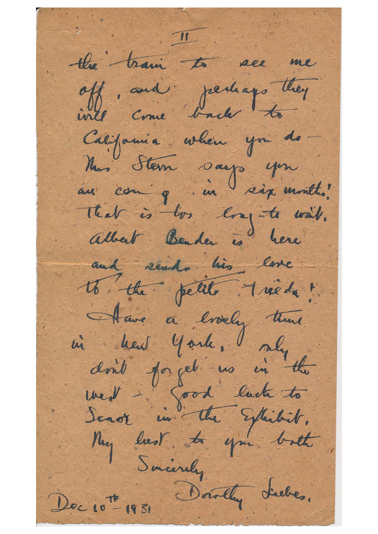 Letter from Dorothy Liebes to Frida Kahlo, Dec 10, 1931 | National ...