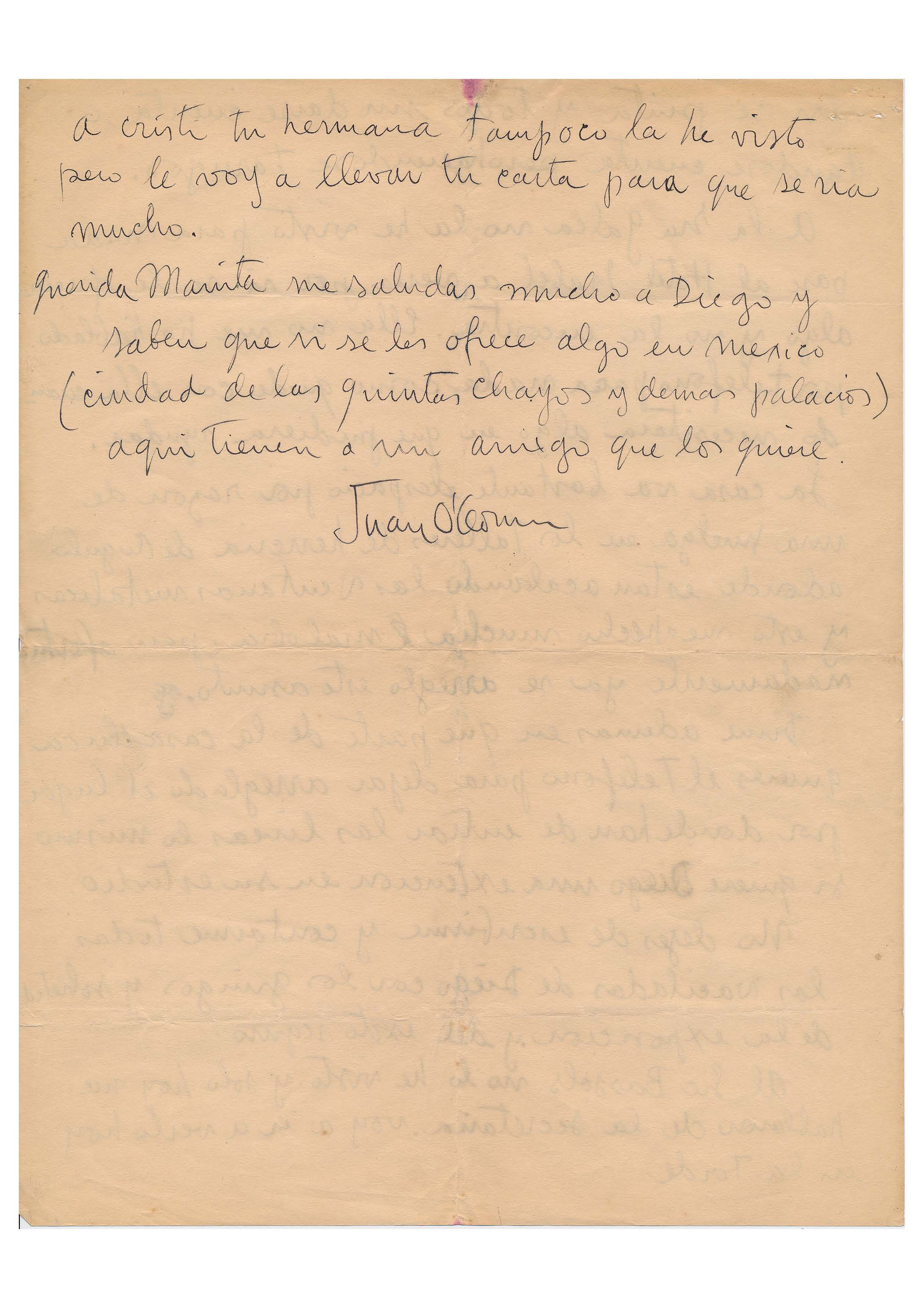 Letter from Juan O'Gorman to Frida Kahlo, Nov 23, 1931 | National ...