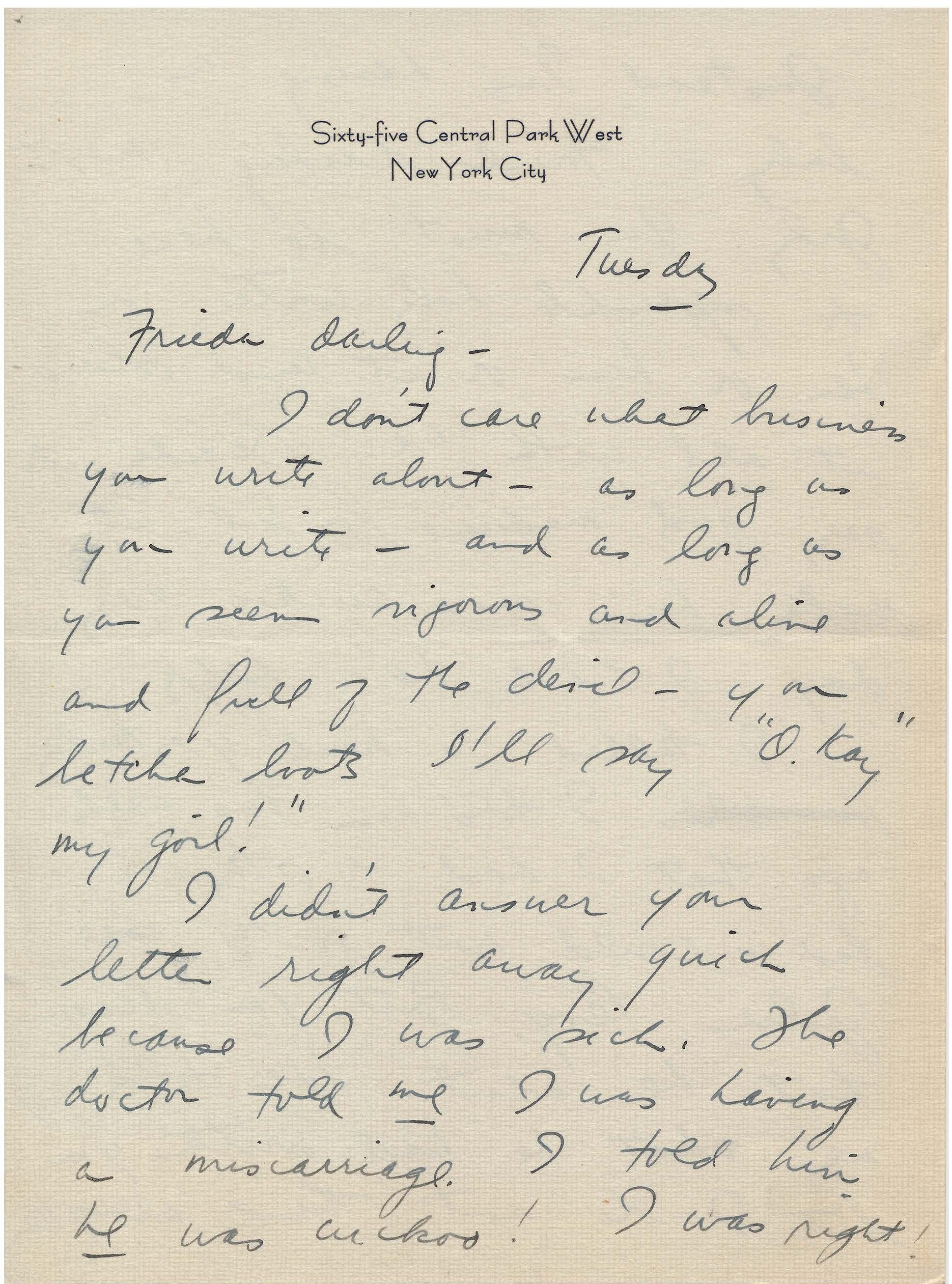 Letter from Mary Sklar to Frida Kahlo, no date | National Museum of ...